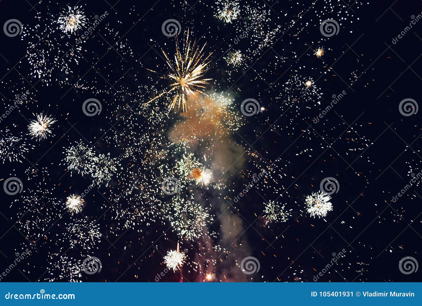 Exploding Bright Fireworks Against a Night Sky Stock Image - Image of ...