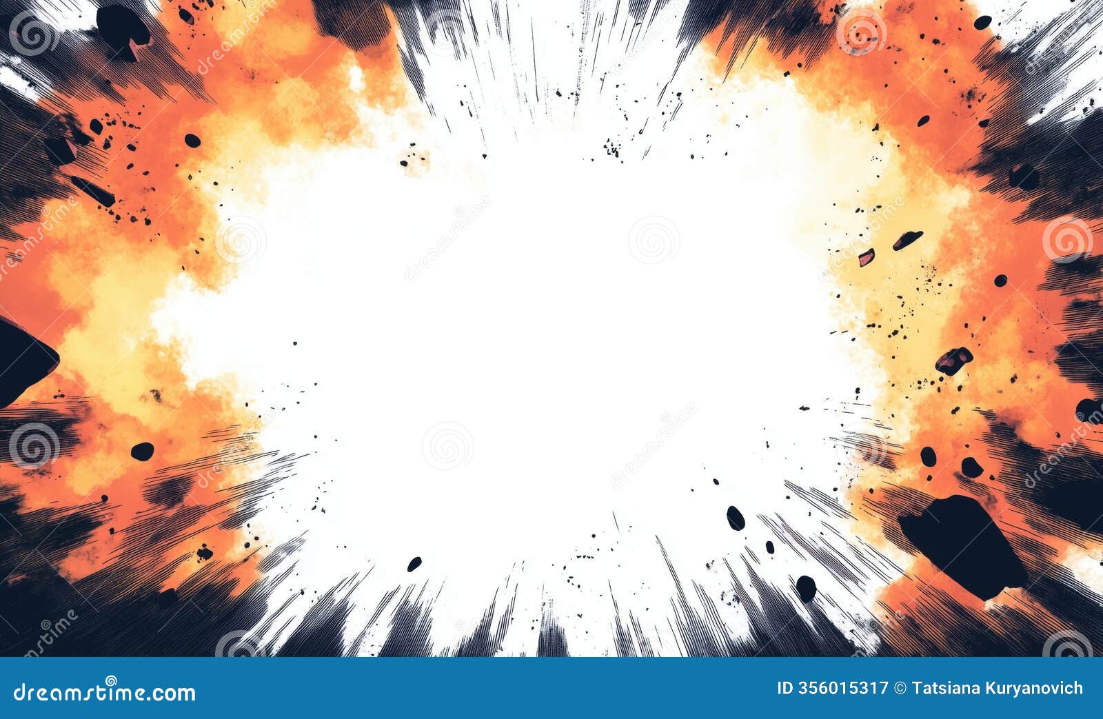 Explosion Effect with Debris and Flames, Dynamic Burst of Energy ...