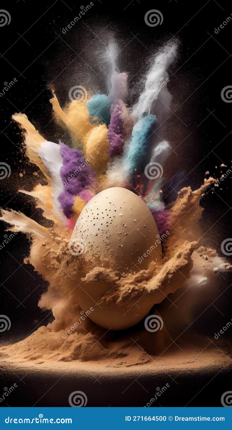 The Explosion Effect of an Egg Falling Onto Colorful Sand Creates a ...