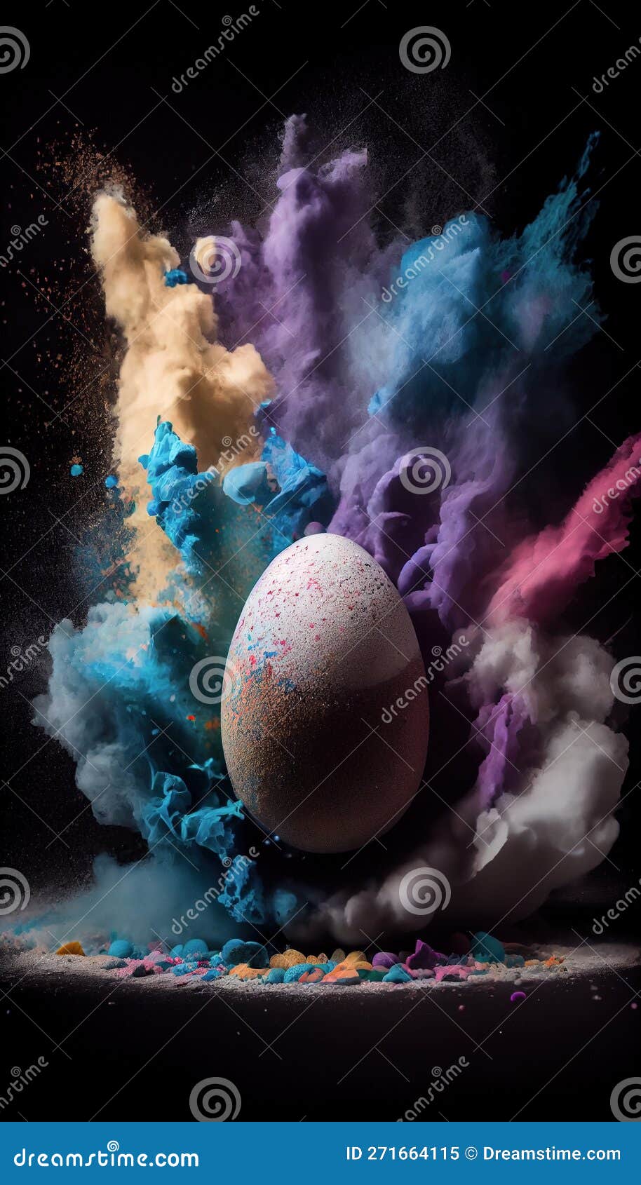 The Explosion Effect of an Egg Falling Onto Colorful Sand Creates a ...