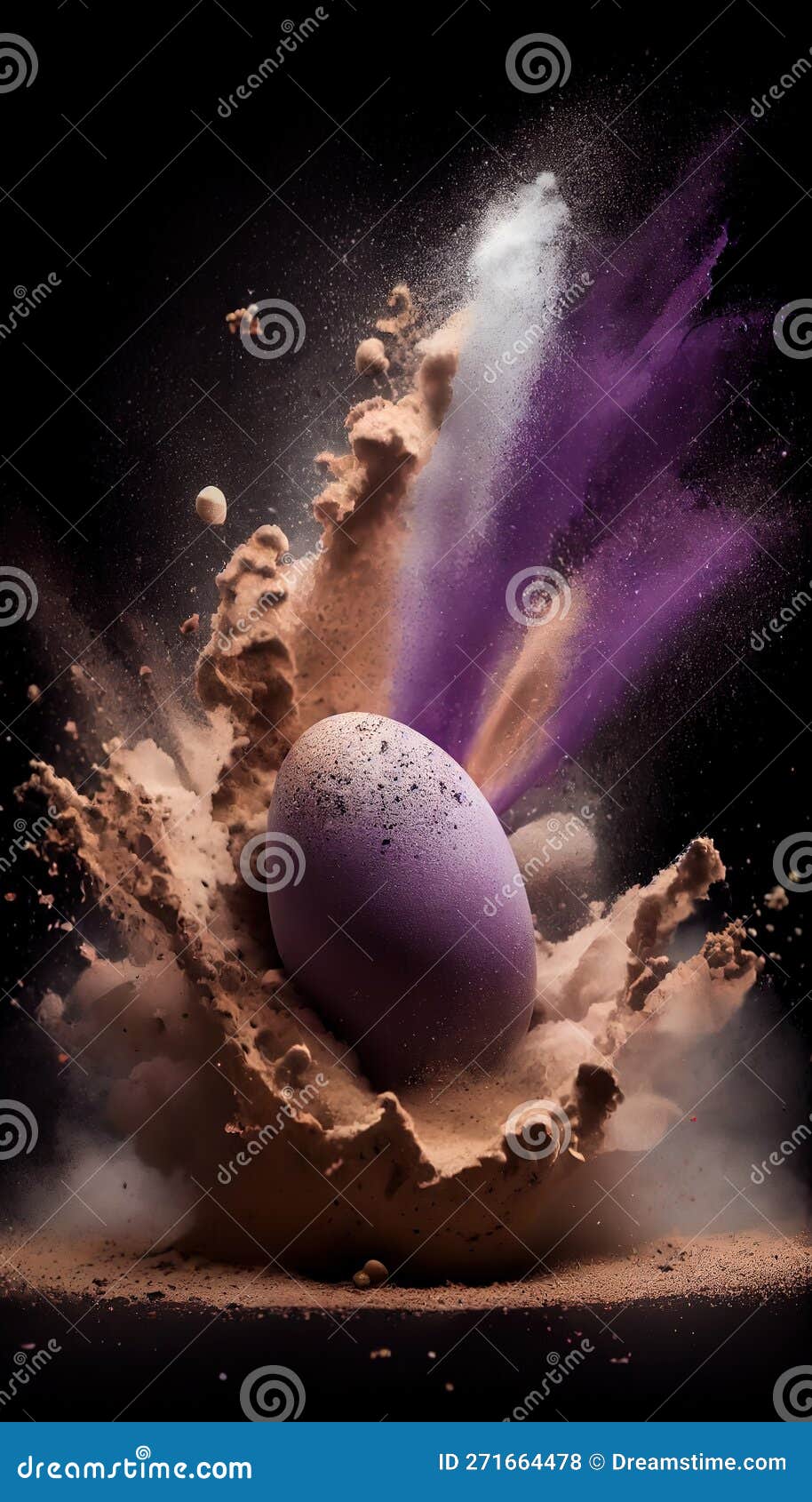 The Explosion Effect Of An Egg Falling Onto Sand Creates A Dynamic And ...