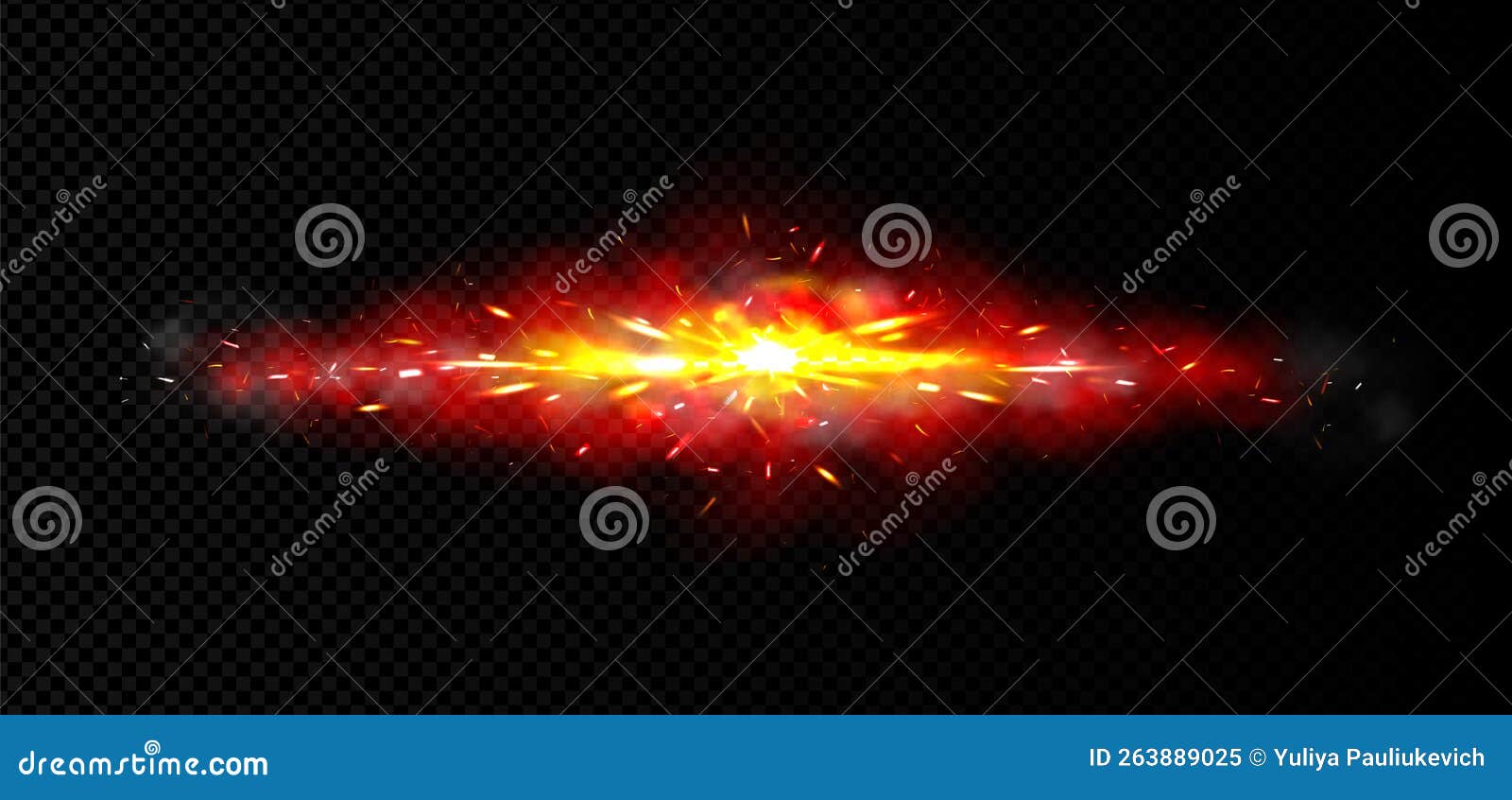 Explosion Effect with Fire, Sparks and Smoke Stock Vector ...