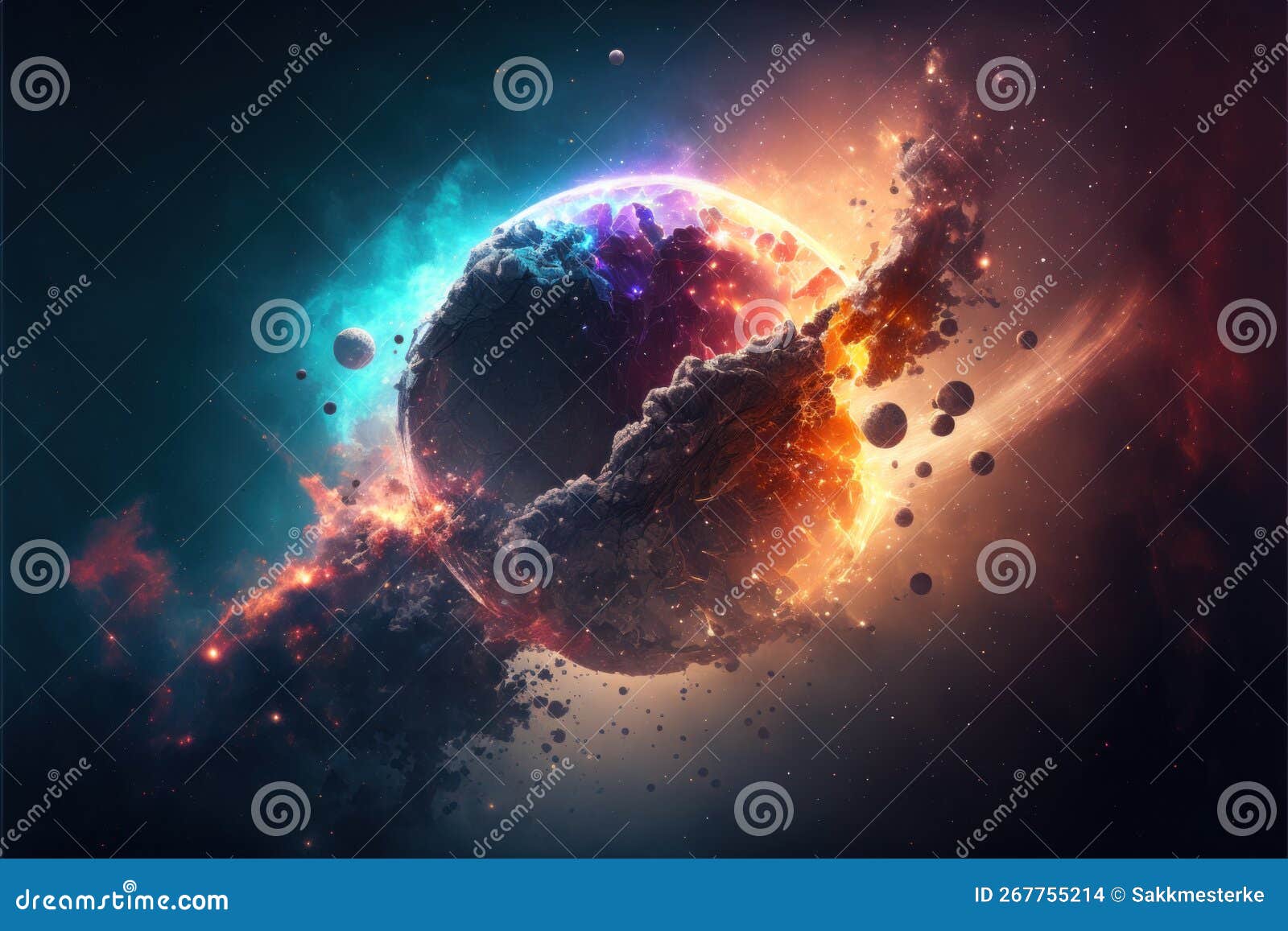 Explosion of Exoplanet in Multidimensional Spacetime Stock Illustration ...
