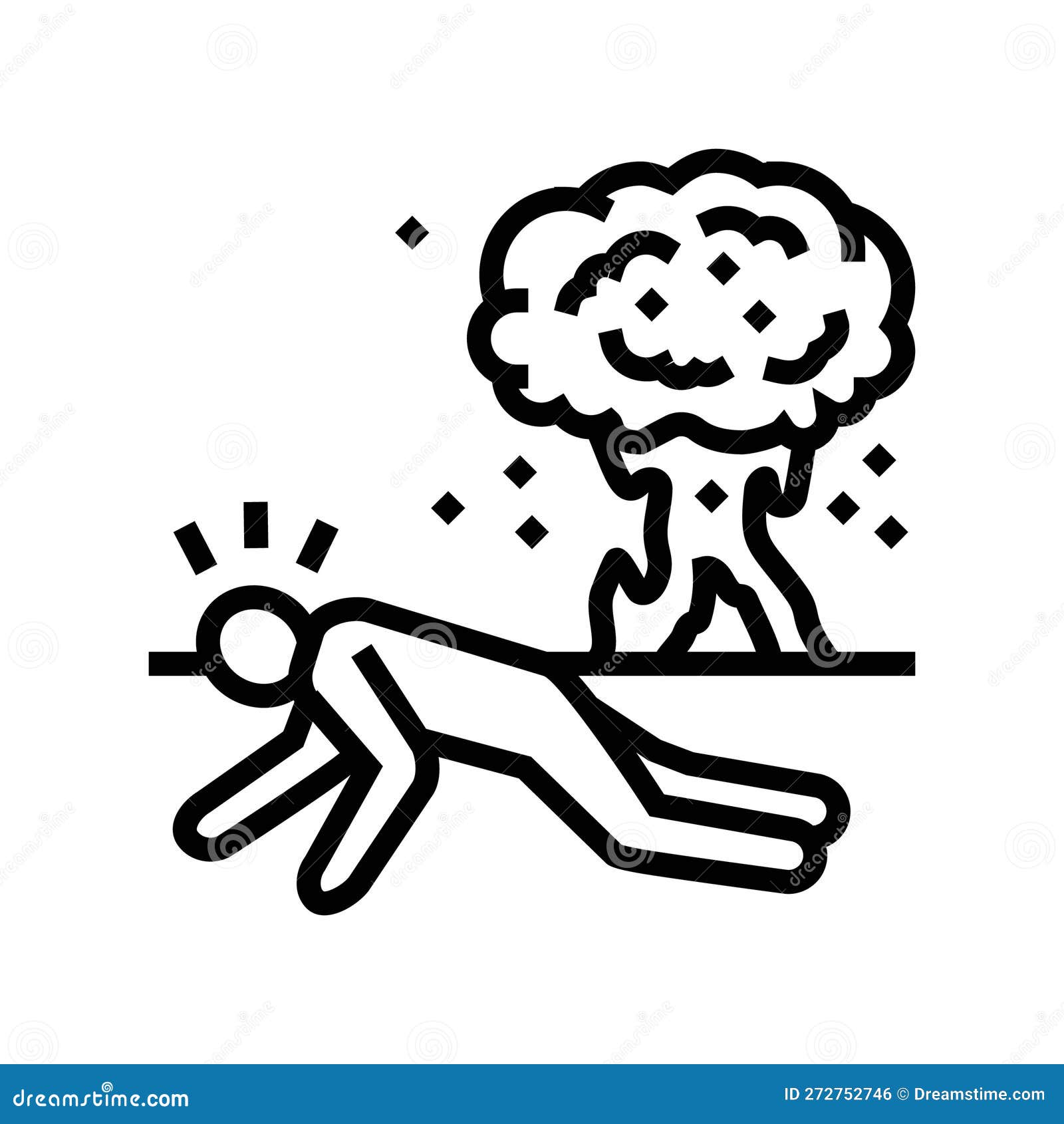 Explosion Fall Man Accident Line Icon Vector Illustration Stock ...