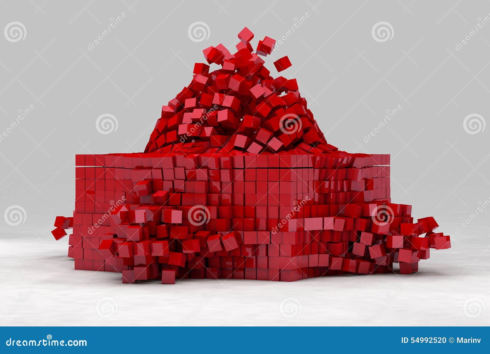 Explosion Of Red Cubes In Minecraft Video Game Style Royalty-Free Stock ...