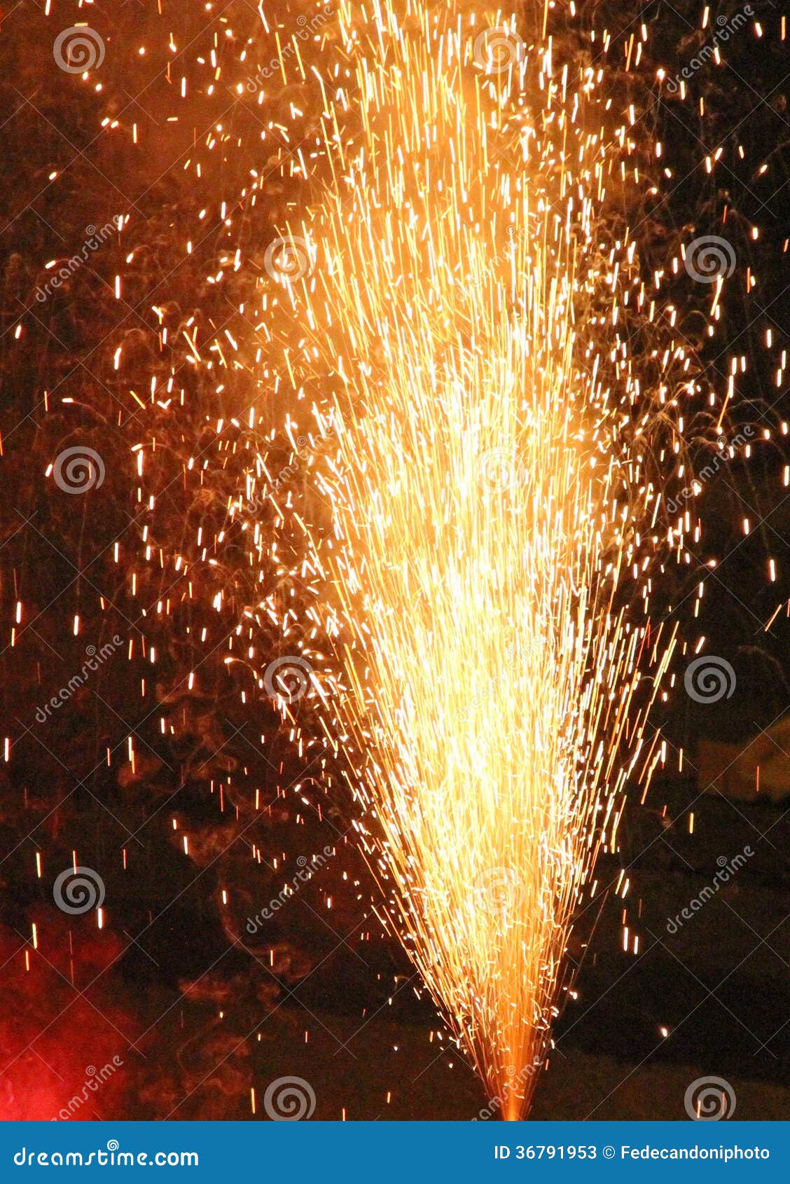 Explosion with Fire in the Night with Smoke, Sparks, Light, Fire Stock ...
