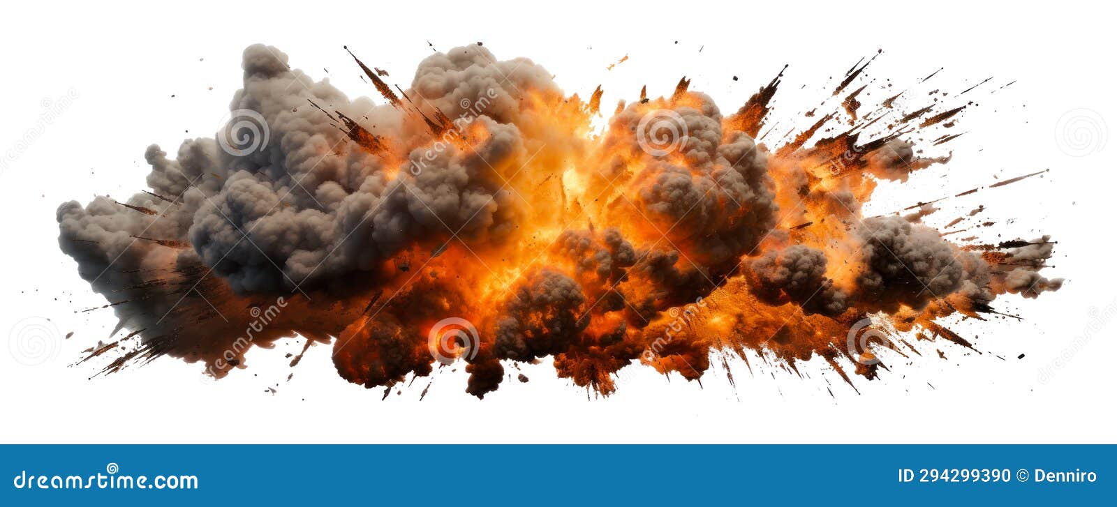 Explosion with Fire, Smoke and Debris Projectiles Isolated Stock Photo ...
