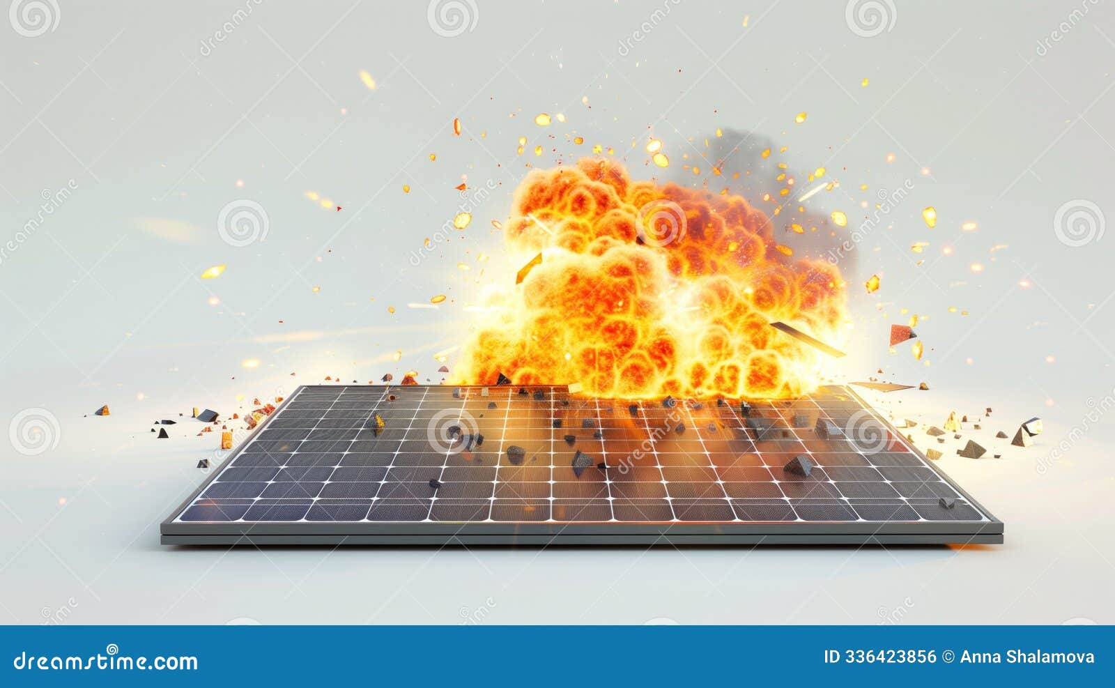 Explosion and Fire on a Solar Panel in a Laboratory Setting. Stock ...