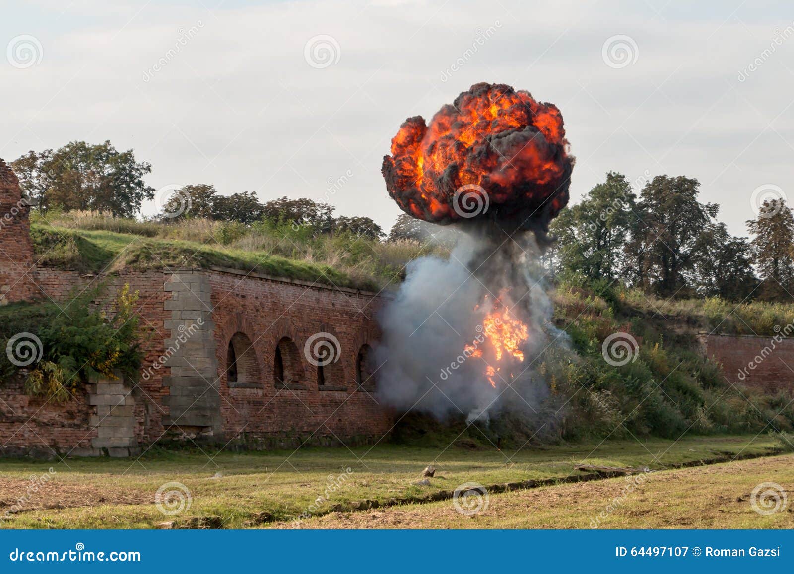 Explosion and fireball stock image. Image of fire, field - 64497107