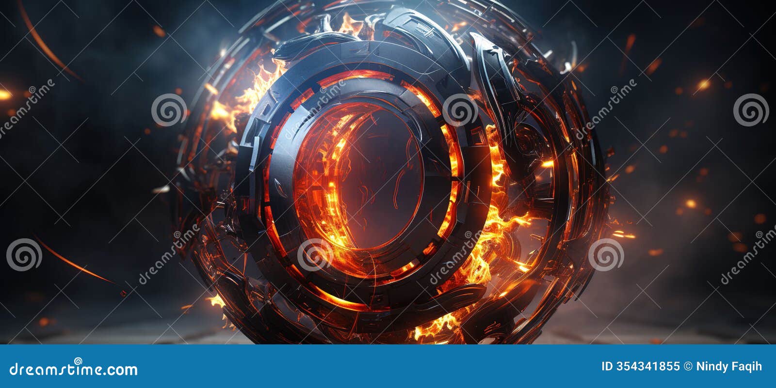 Explosion of Fireball Electrical Energy, Elemental Stock Illustration ...