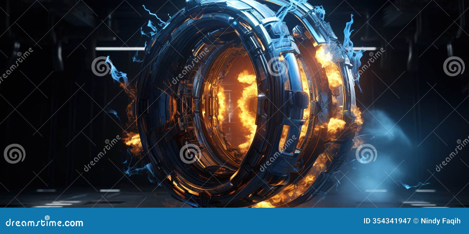 Explosion of Fireball Electrical Energy, Elemental Stock Illustration ...