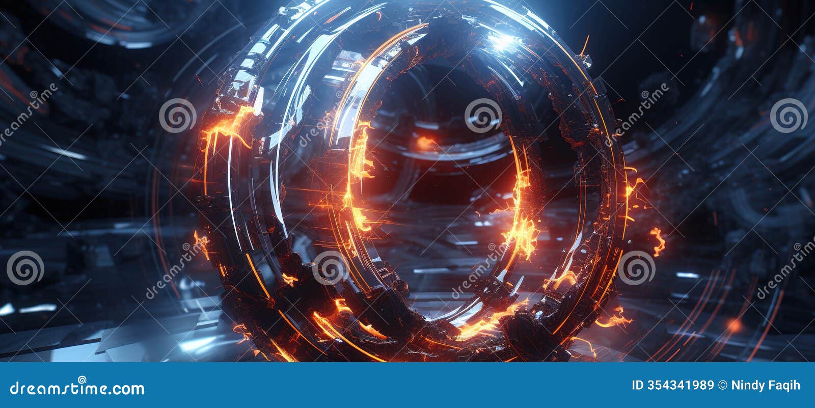 Explosion of Fireball Electrical Energy, Elemental Stock Illustration ...