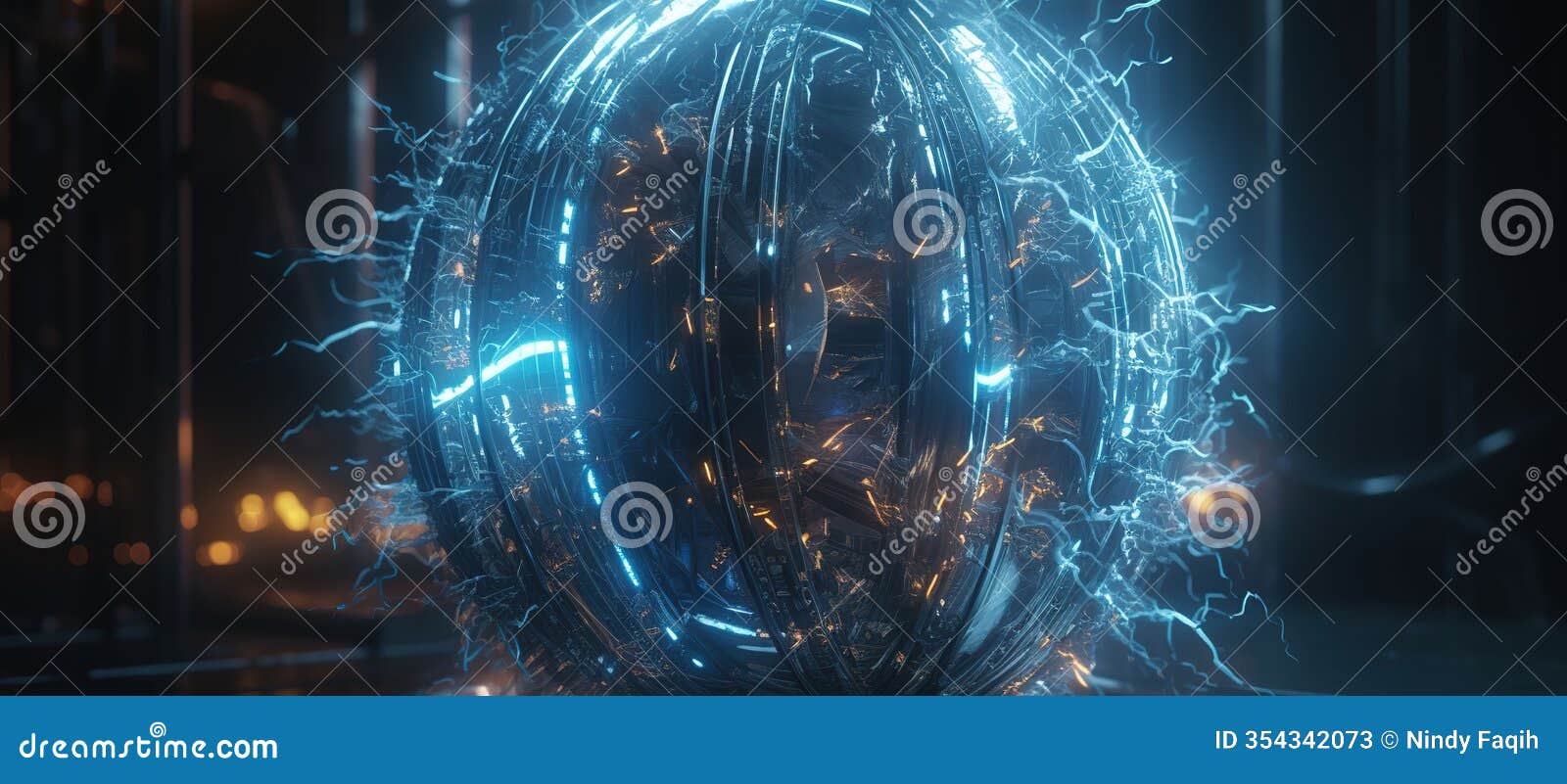 Explosion of Fireball Electrical Energy, Elemental Stock Illustration ...