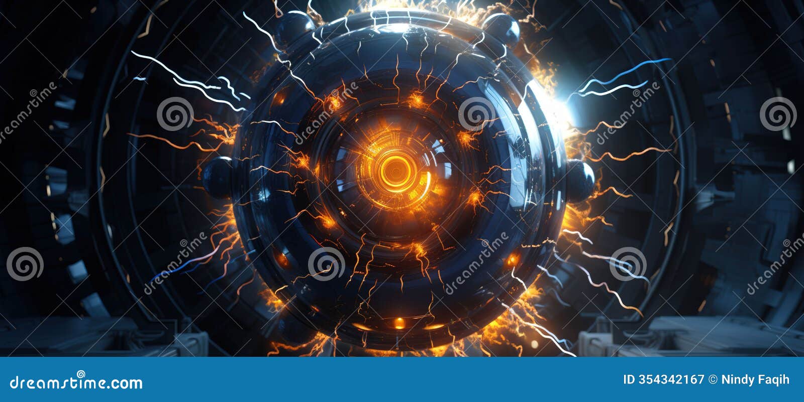 Explosion of Fireball Electrical Energy, Elemental Stock Illustration ...