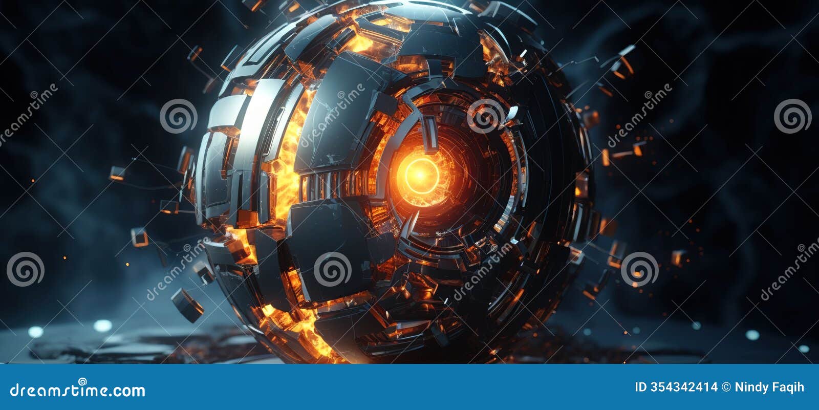 Explosion of Fireball Electrical Energy, Elemental Stock Illustration ...