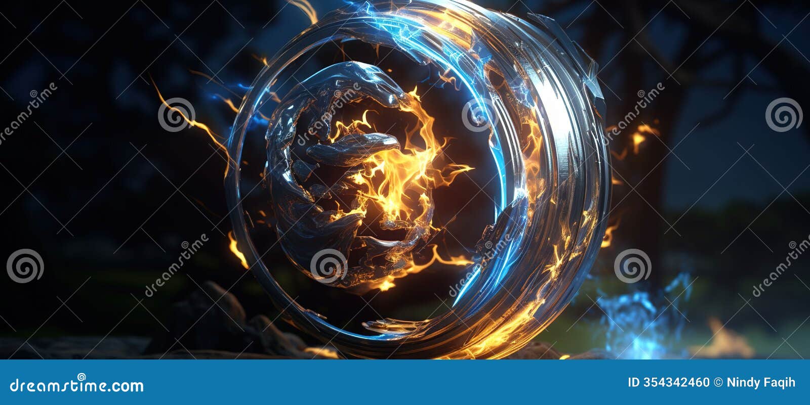 Explosion of Fireball Electrical Energy, Elemental Stock Illustration ...