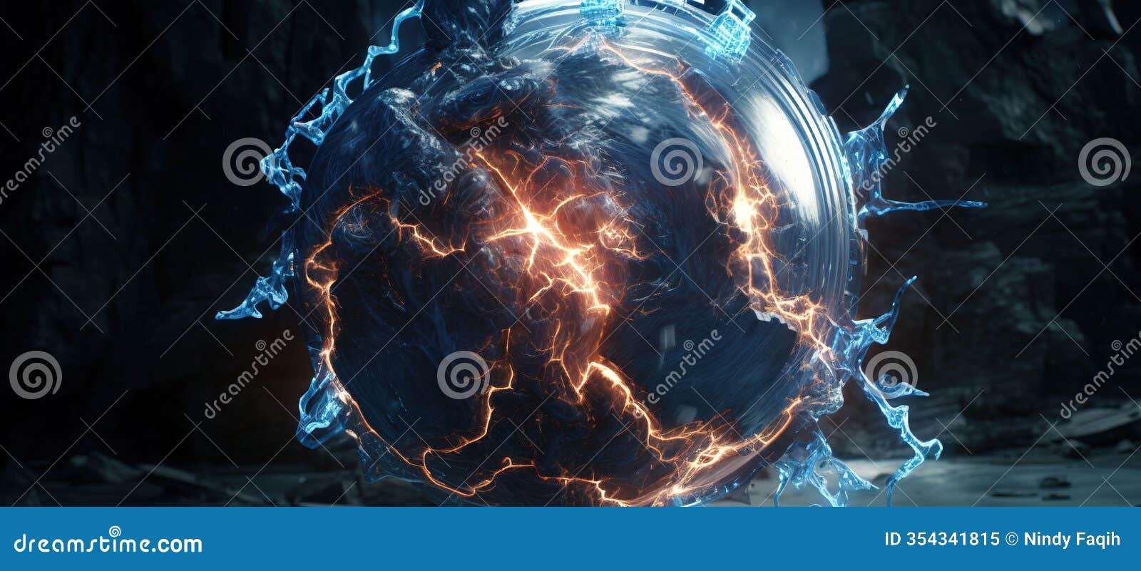 Explosion of Fireball Electrical Energy, Elemental Stock Illustration ...