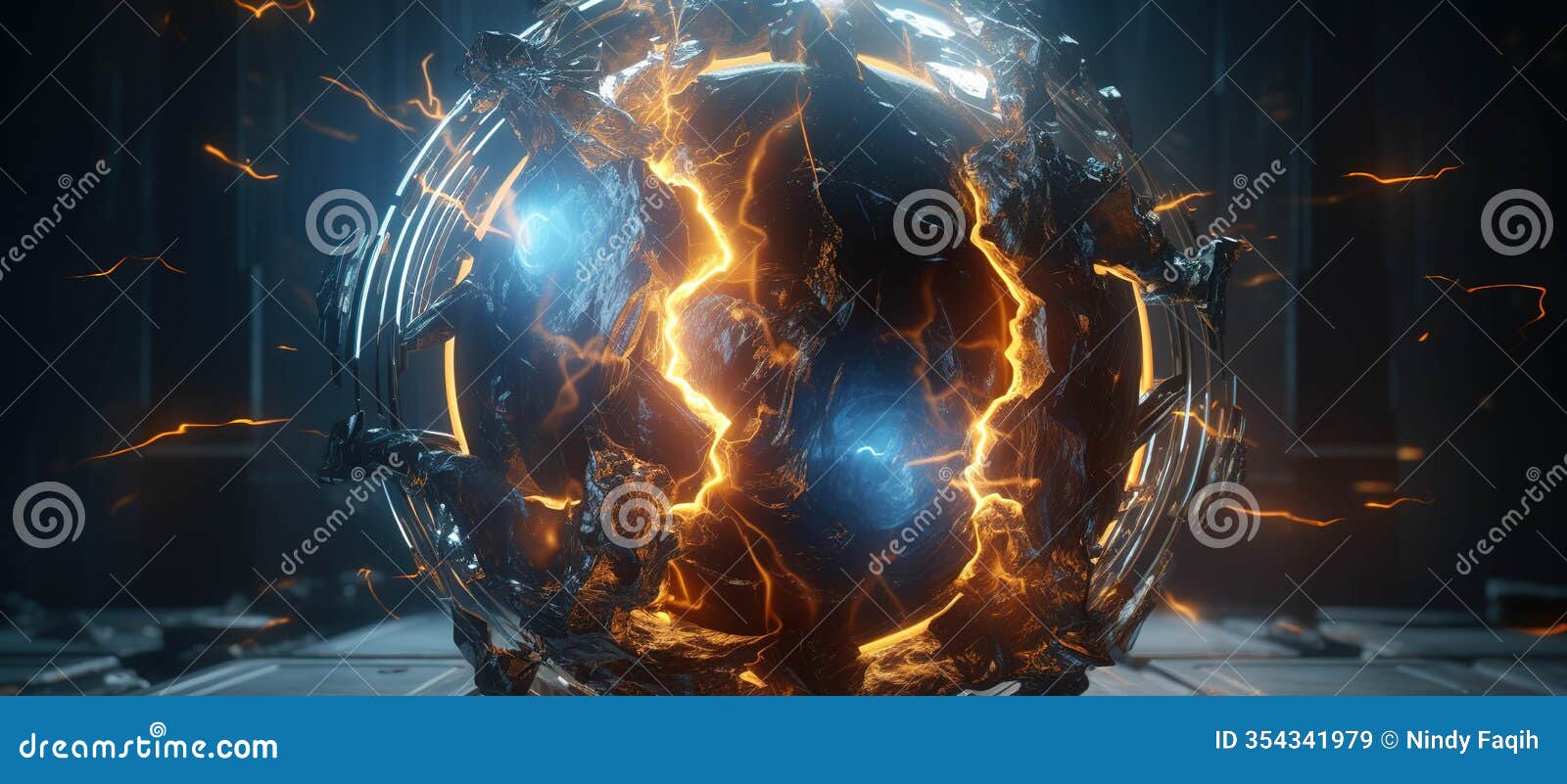 Explosion of Fireball Electrical Energy, Elemental Stock Illustration ...