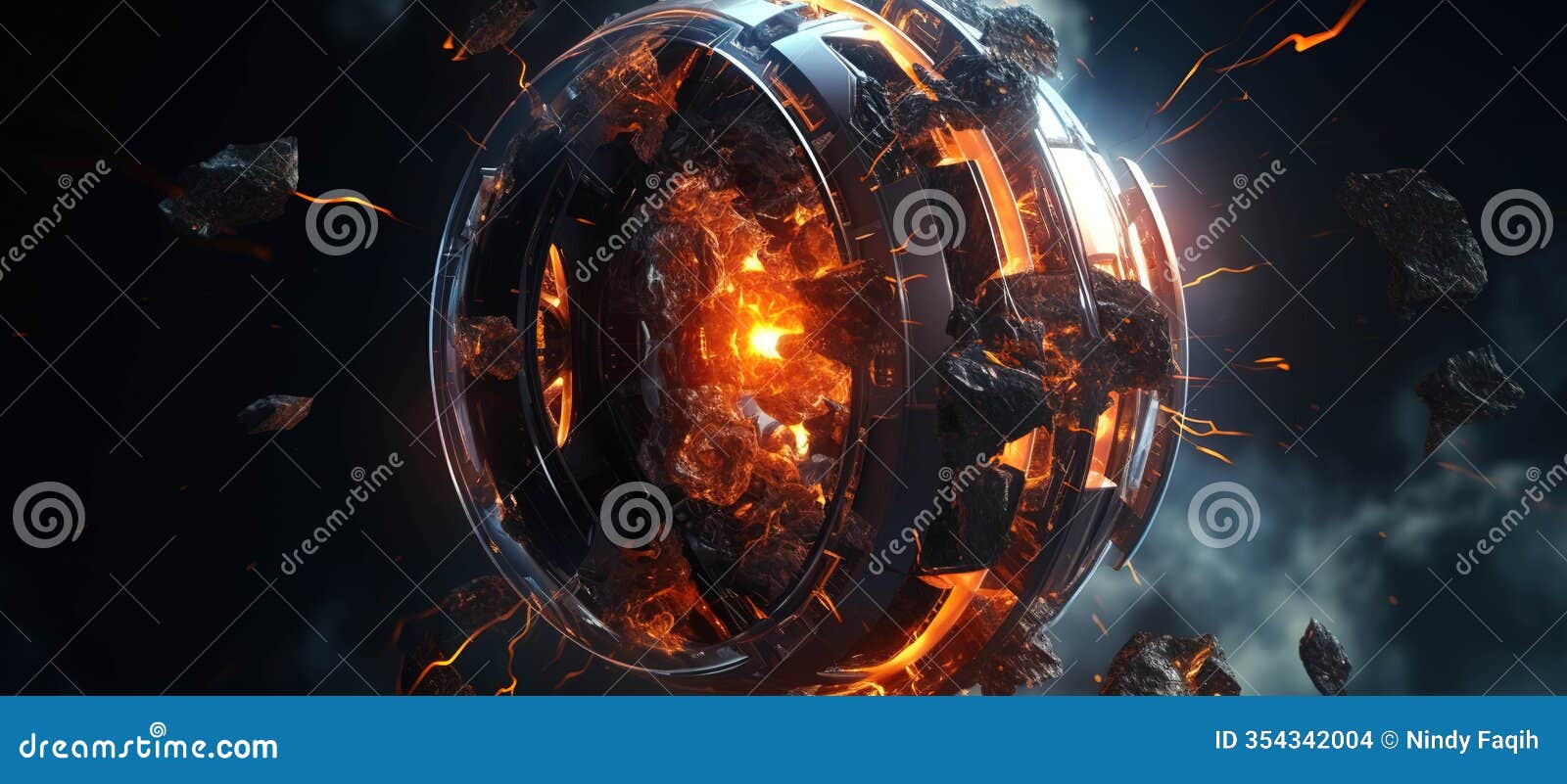 Explosion of Fireball Electrical Energy, Elemental Stock Illustration - Illustration of cyber ...