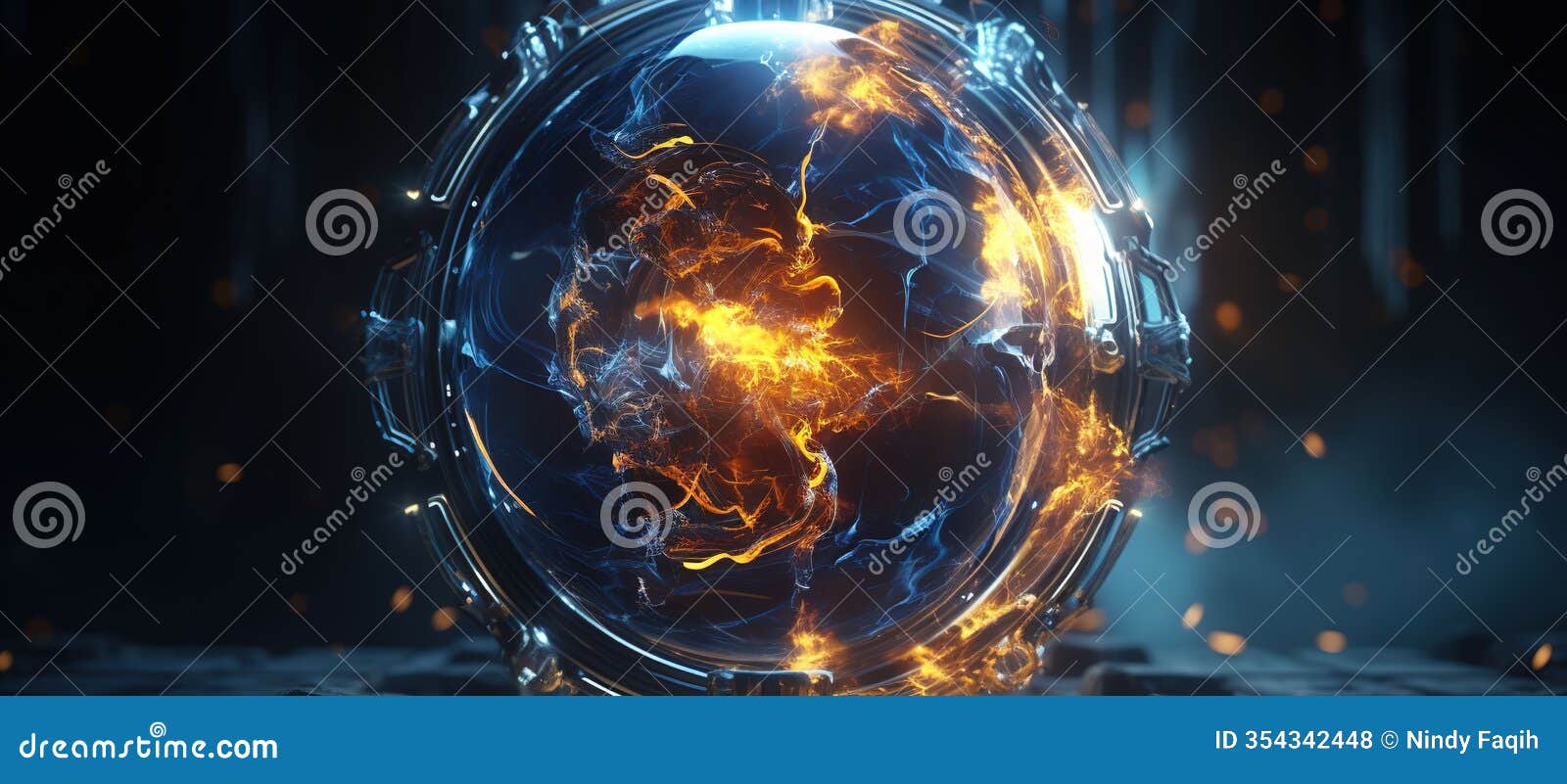 Explosion of Fireball Electrical Energy, Elemental Stock Illustration ...