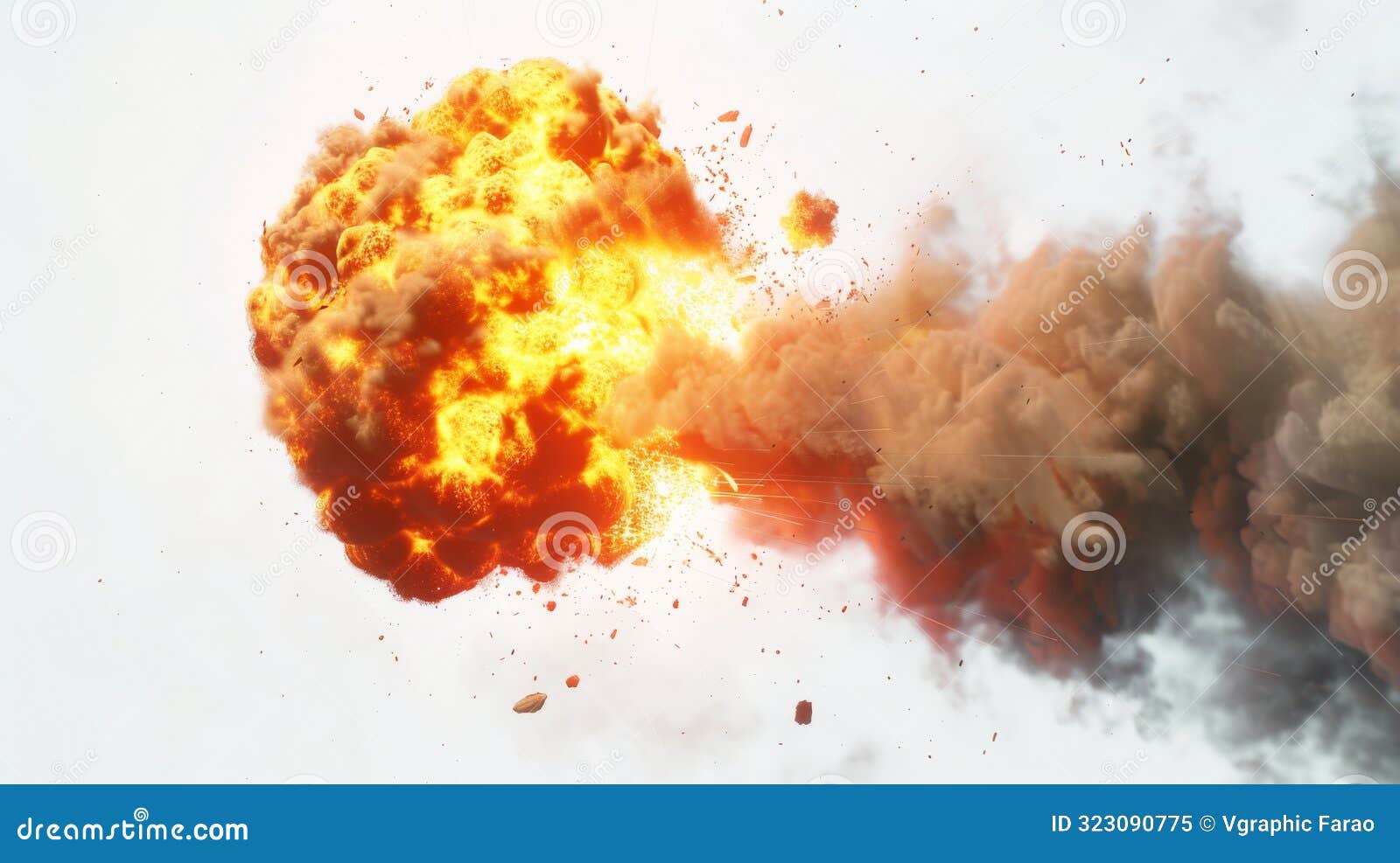 Explosion with Fireball and Smoke Trail Stock Image - Image of eruption ...