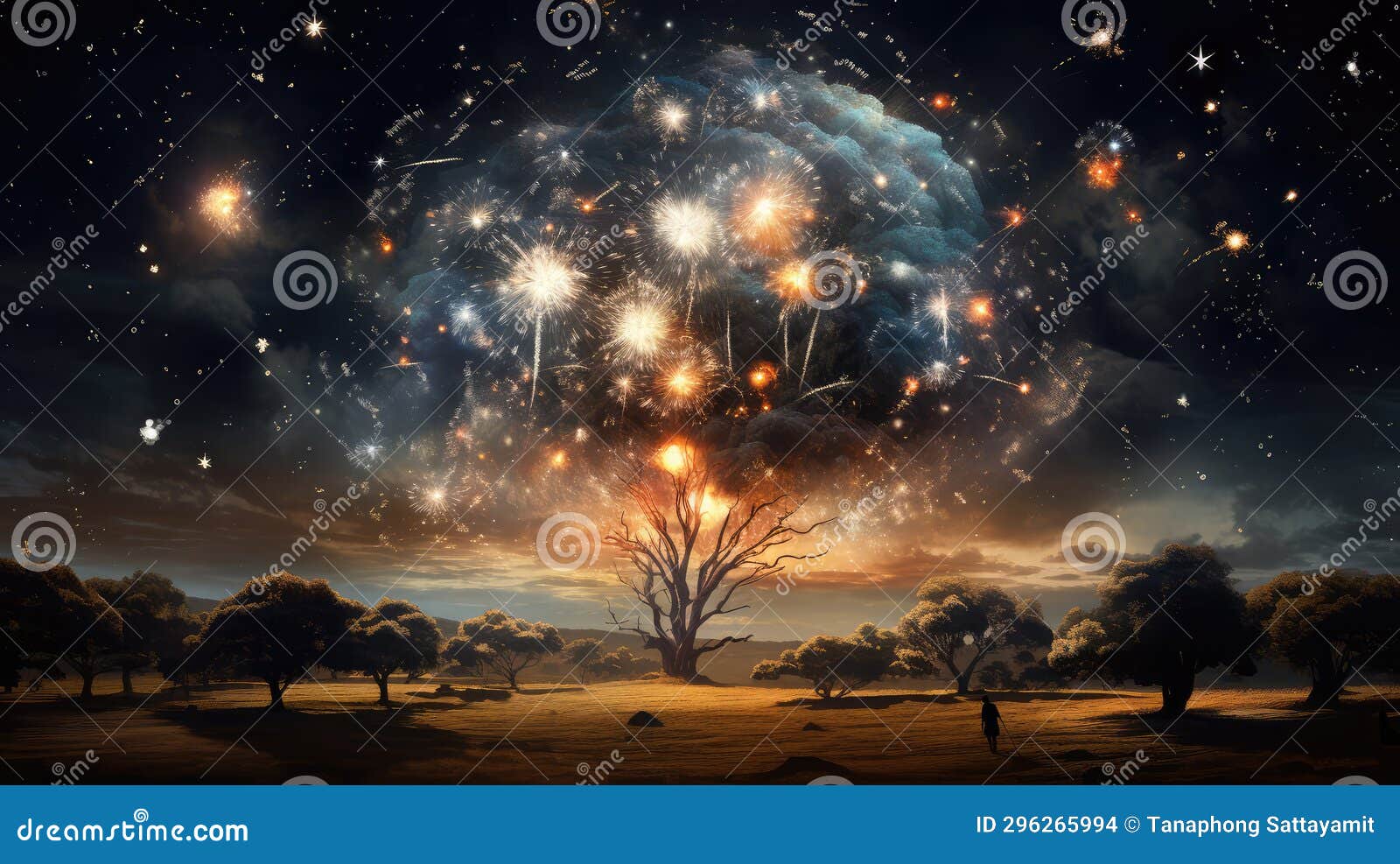 Explosion of Fireworks Against the Background of the Night Sky and ...