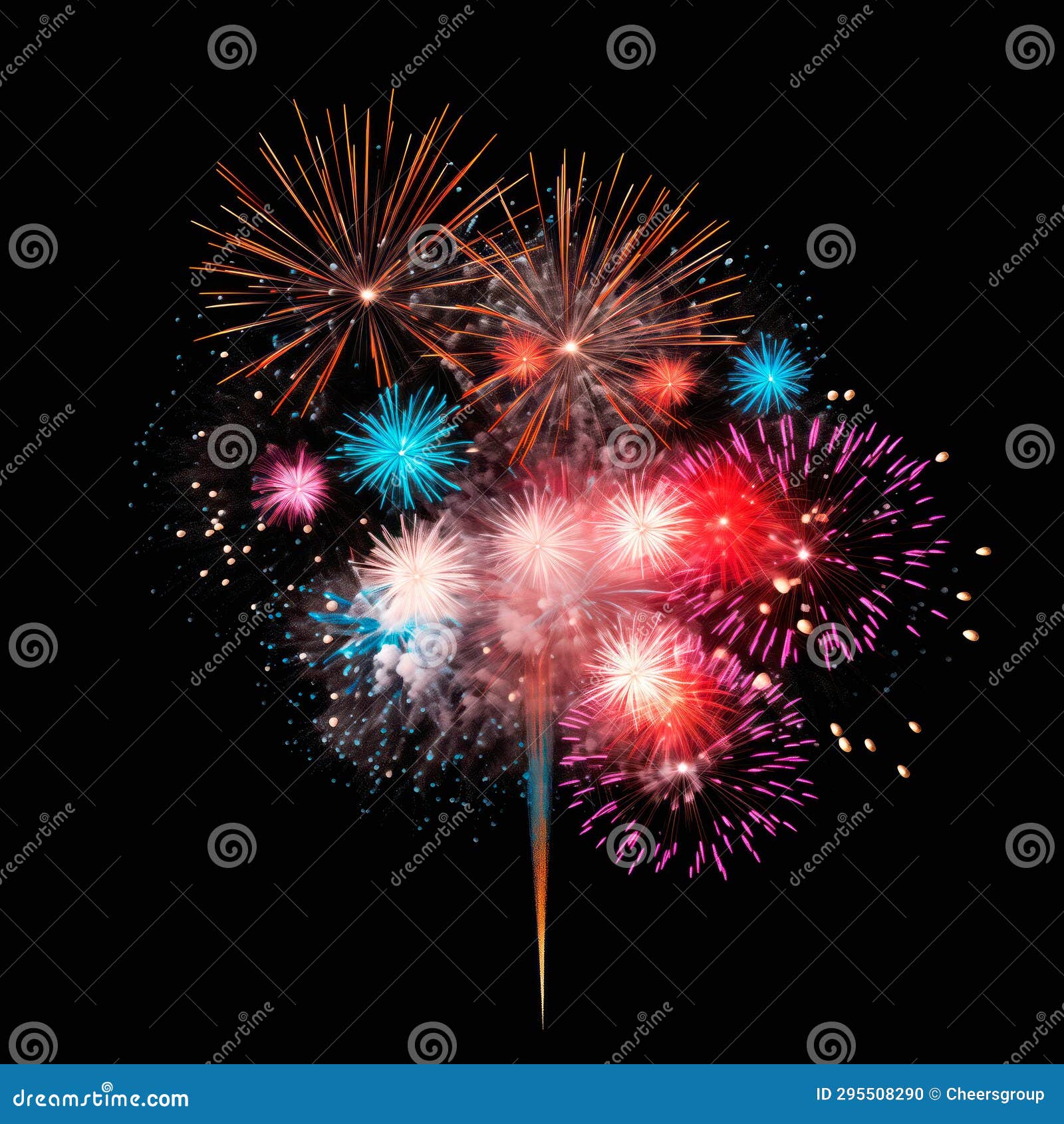 An Explosion of Fireworks with a Black Background with Free Space for ...