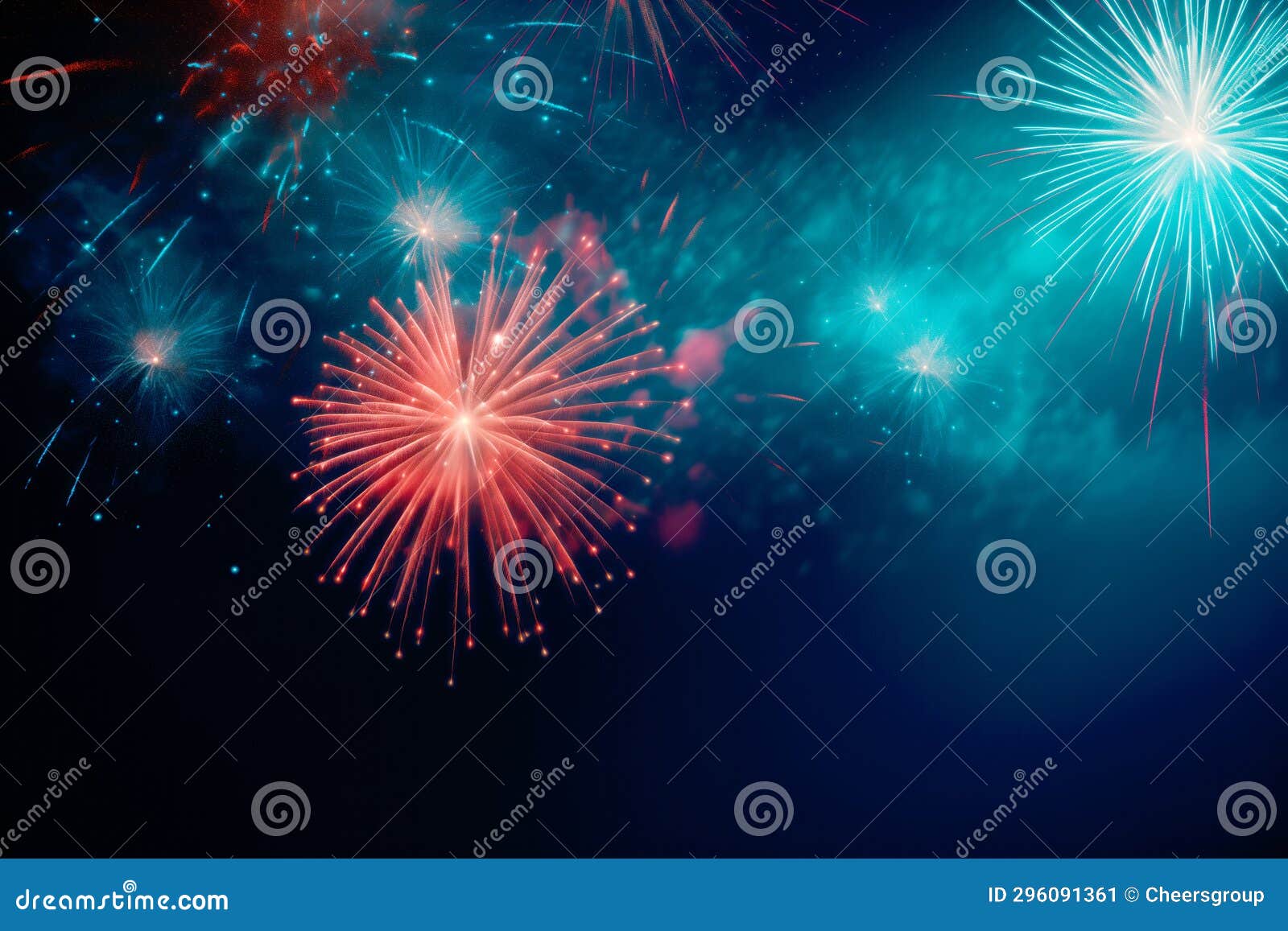 An Explosion of Fireworks with a Black Background with Free Space for ...