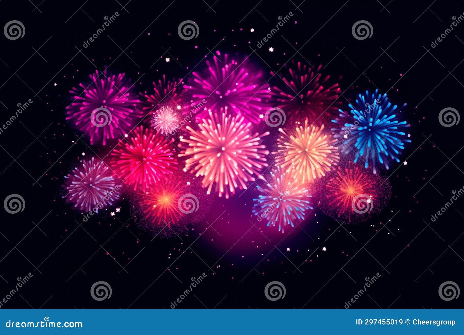 An Explosion of Fireworks with a Black Background with Free Space for ...