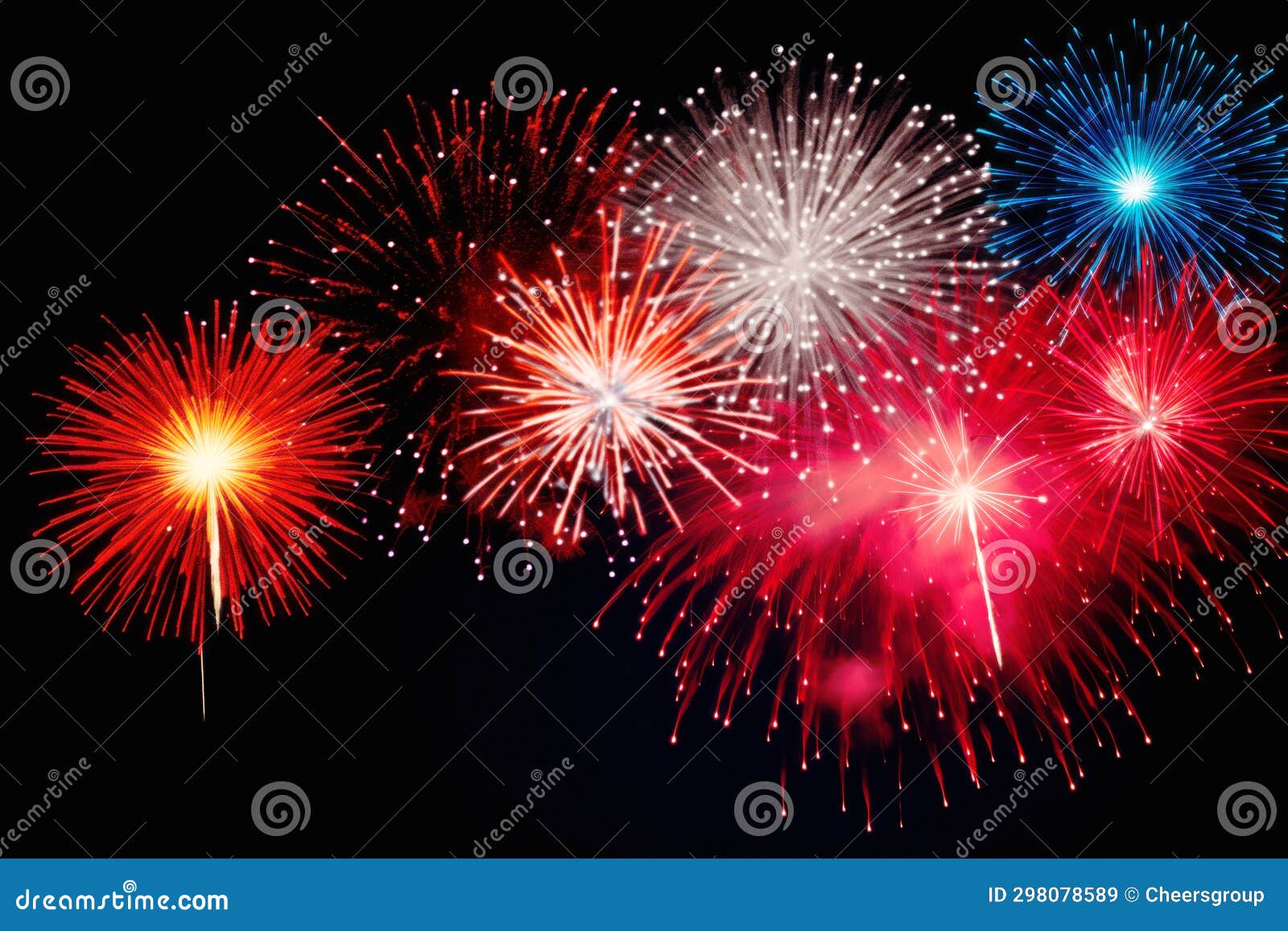 An Explosion of Fireworks with a Black Background with Free Space for ...