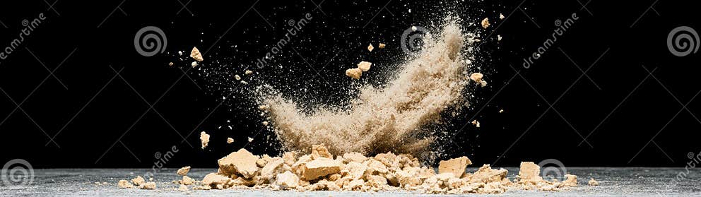 Explosion of Flour or Sugar on a Dark Background Stock Illustration ...
