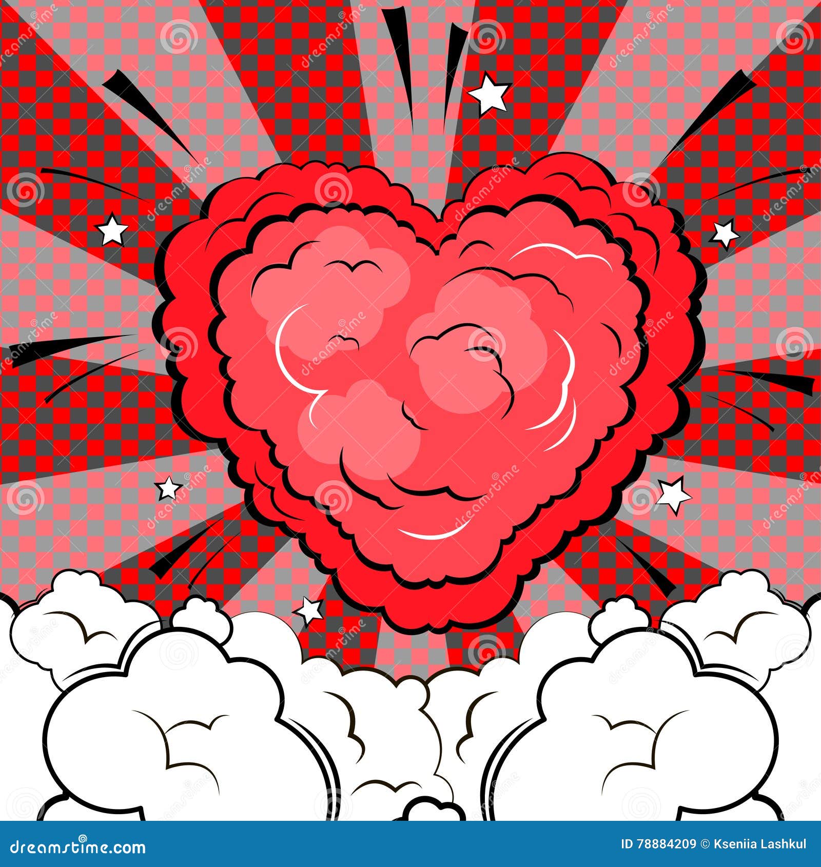 Explosion in Form of Heart in Comic Book Style. Stock Vector ...