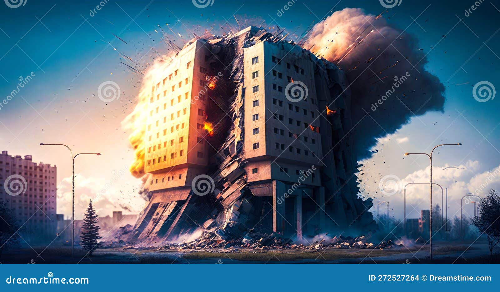 An Explosion in Front of Building with Smoke Coming Out of it ...