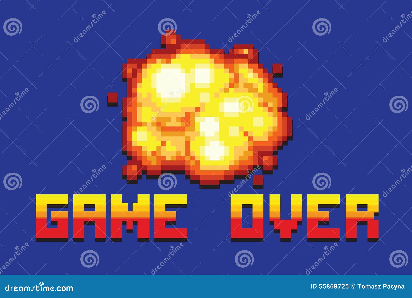 Explosion Game Over Message Pixel Art Style Retro Illustration Stock ...