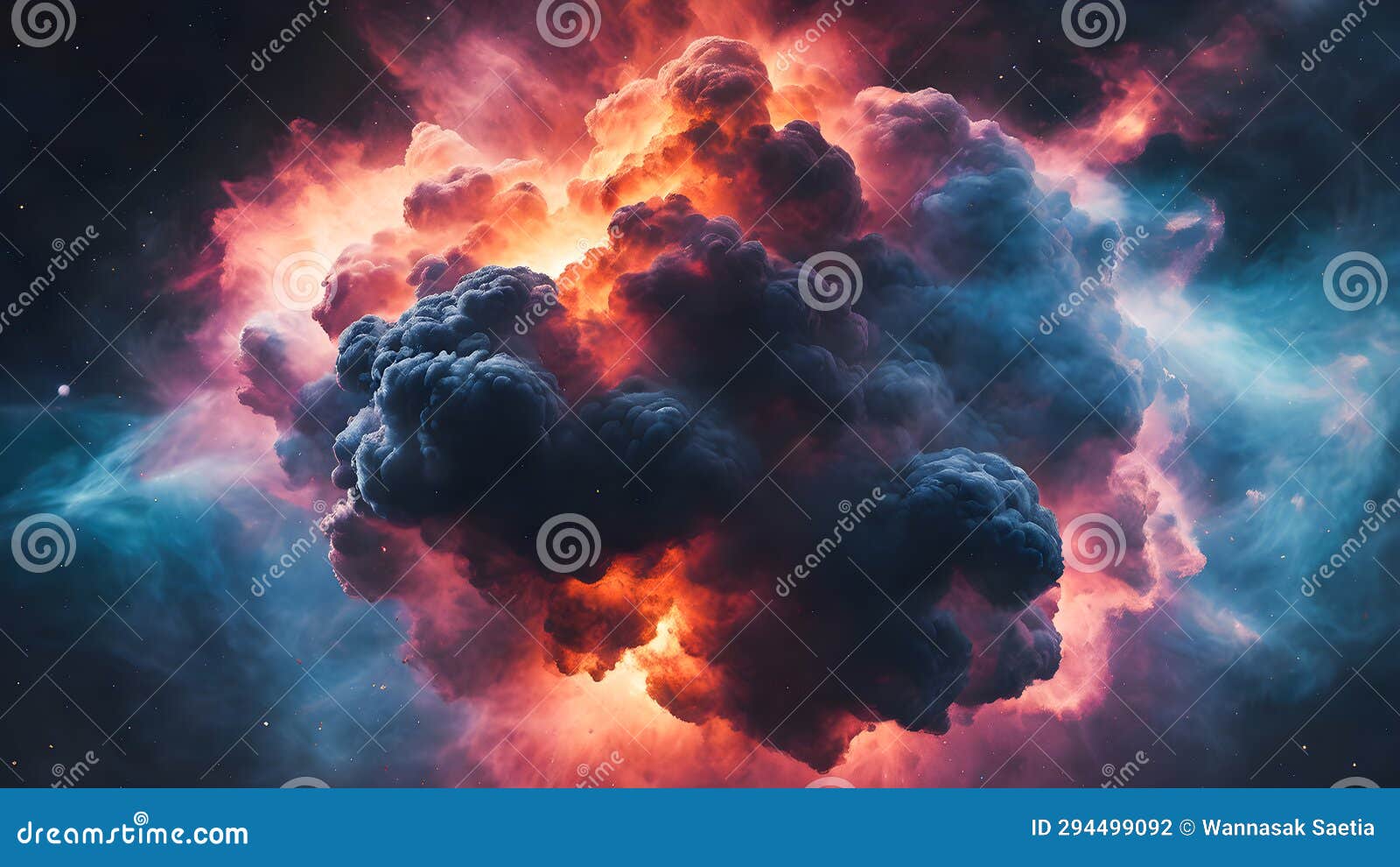 Explosion of Gas and Smoke in Space. Stock Illustration - Illustration ...