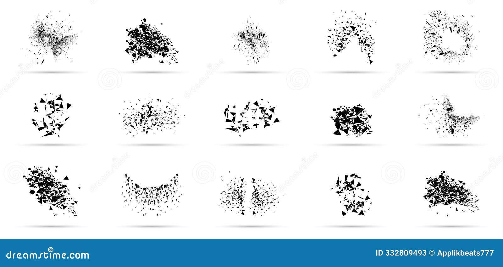Explosion Geometric Shape Collection. Set of Broken Element ...