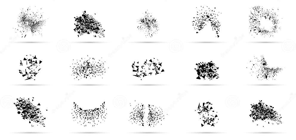 Explosion Geometric Shape Collection. Set of Broken Element ...