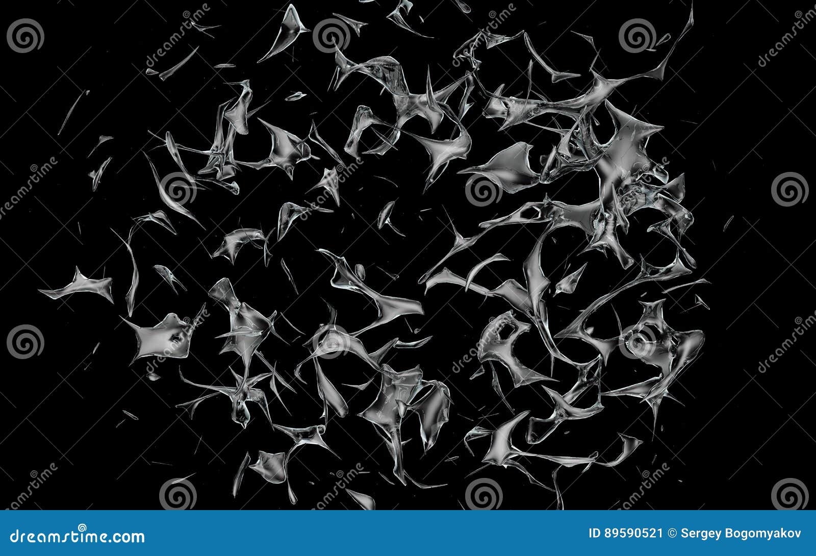 Explosion of the Glass Granade Broken into Pieces Isolated on Black ...