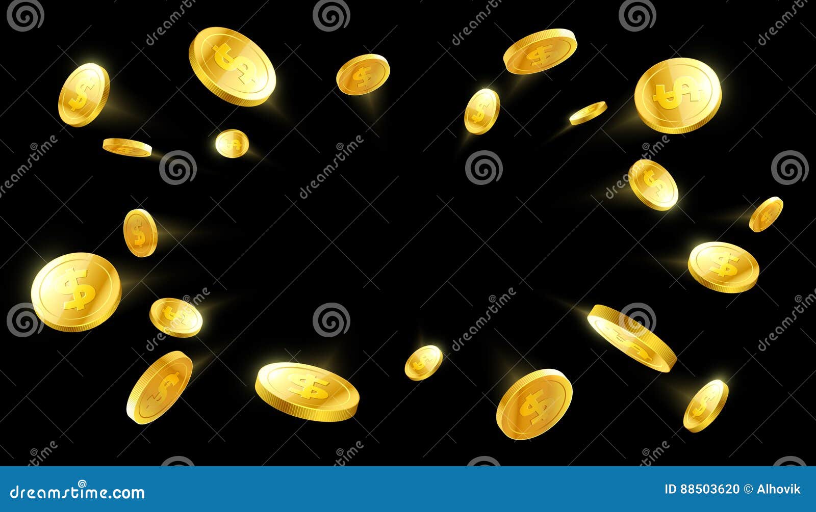 Explosion of Gold Coins with Place for Text Stock Vector - Illustration ...