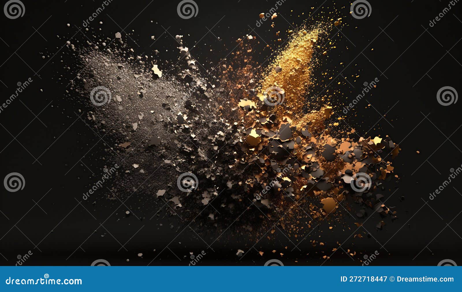Explosion Gold Silver Bronze Confetti on a Black Background. Generative ...