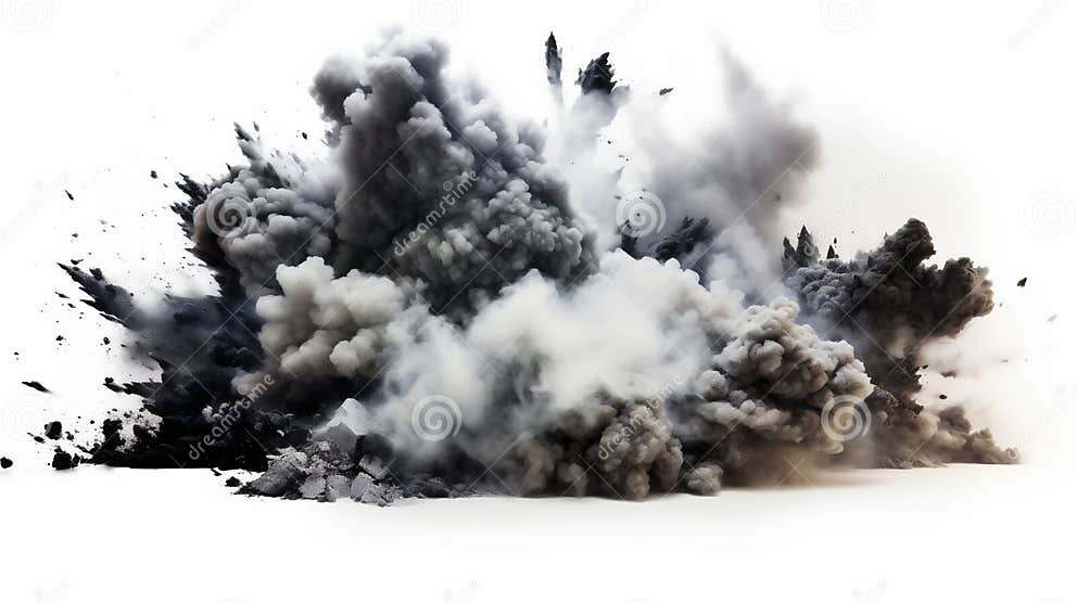 An Explosion of Smoke and Debris, Exploding from Demolition, White ...