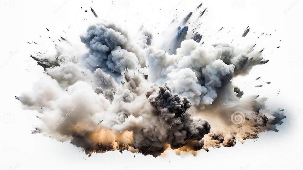An Explosion of Smoke and Debris, Exploding from Demolition, White ...