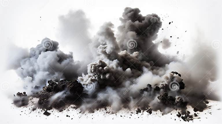 An Explosion of Smoke and Debris, Exploding from Demolition, White ...