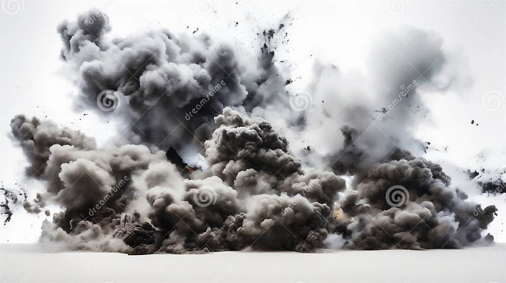 An Explosion of Smoke and Debris, Exploding from Demolition, White ...