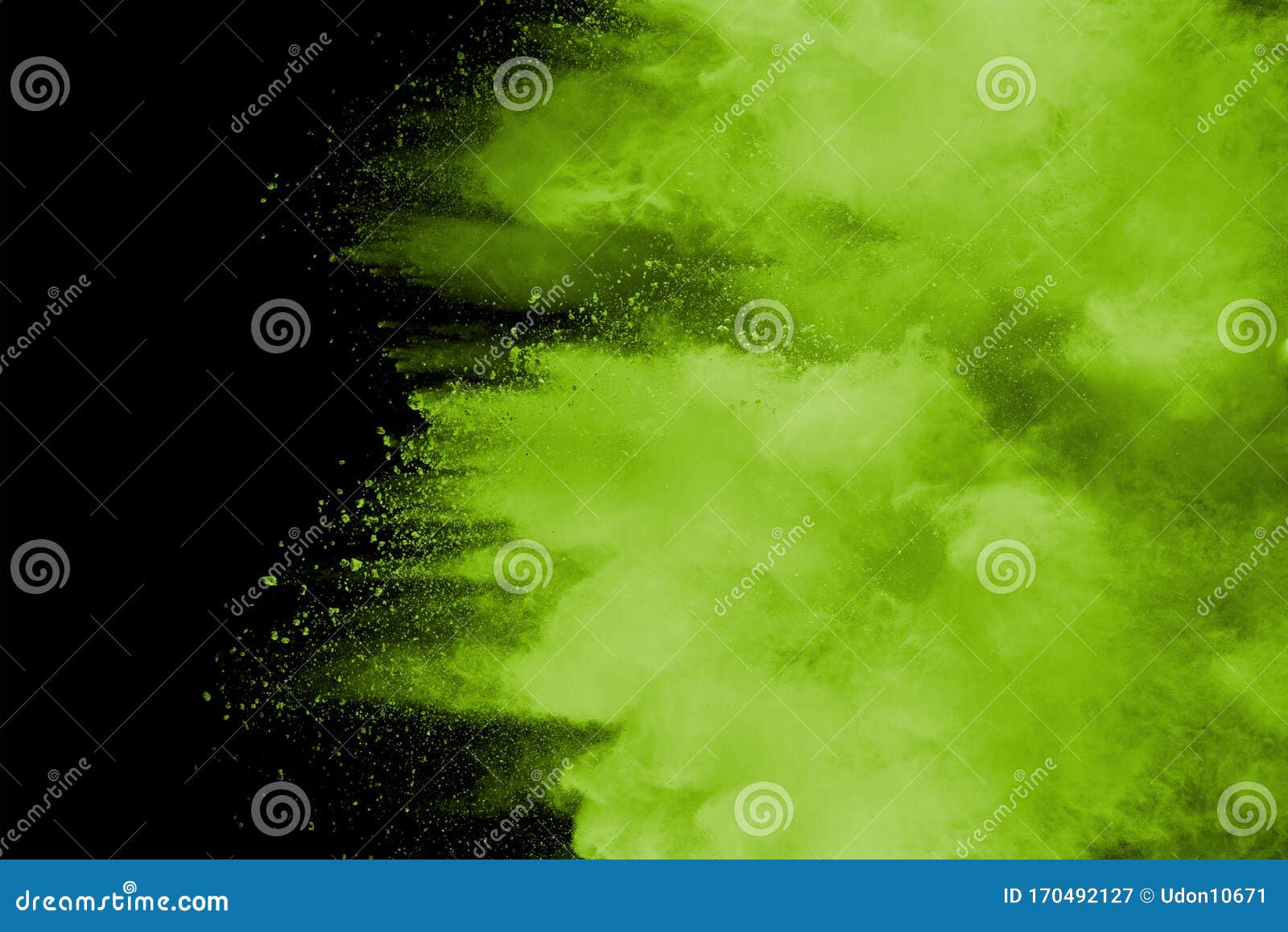 Explosion of Green Dust on Black Background Stock Image - Image of ...