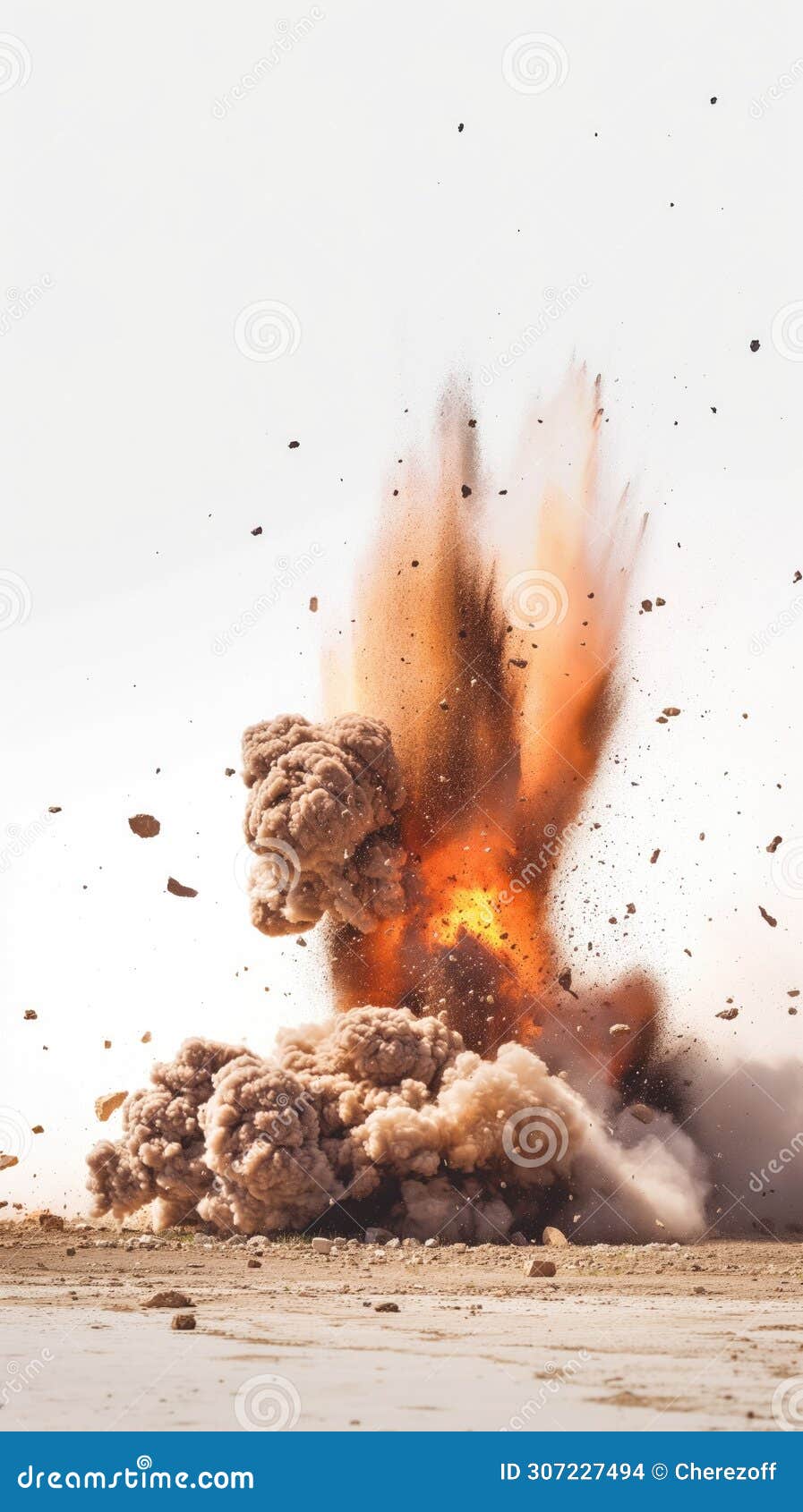 Explosion of ground stock photo. Image of background - 307227494