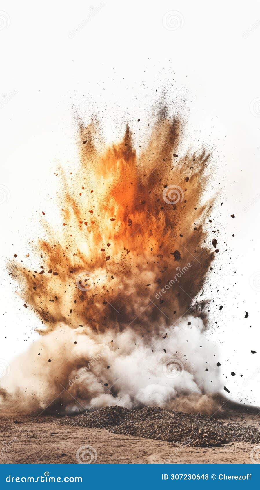Explosion of ground stock photo. Image of clouds, splatter - 307230648