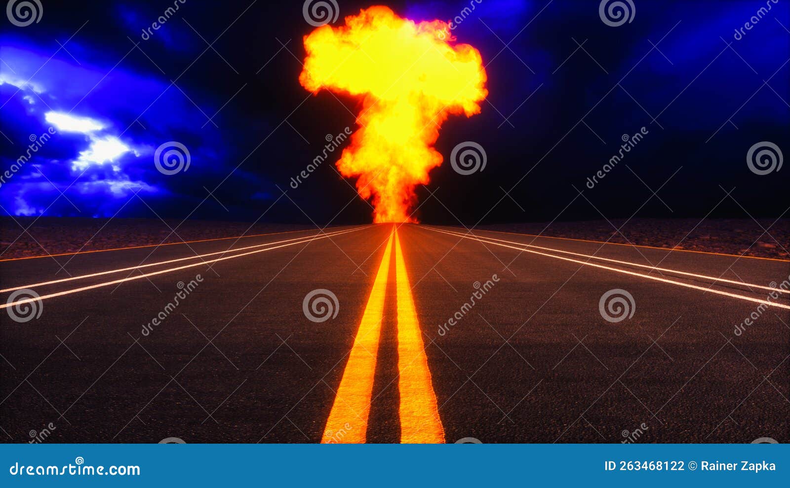 An Explosion on the Highway3d Rendering Stock Illustration ...