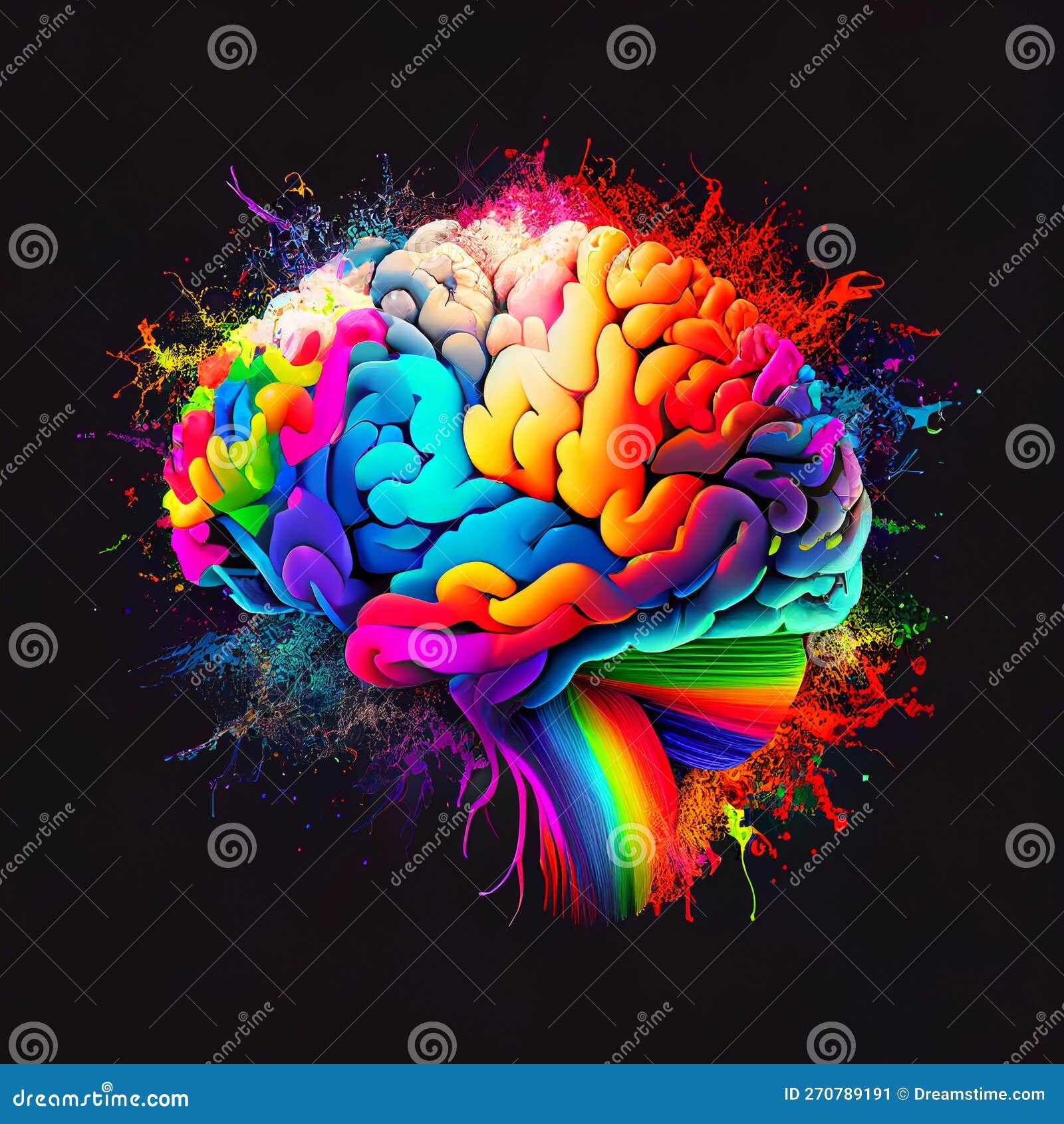 Explosion of Human Brain, Ai Generation Stock Illustration ...