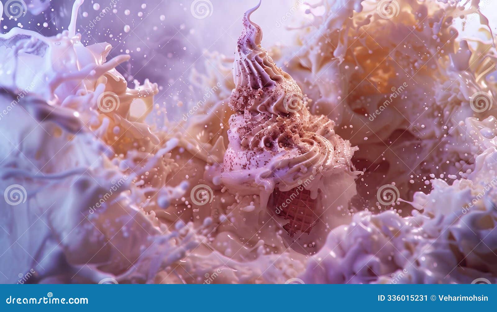 Explosion Ice Cream Cone On Pink AI-Created Content Stock Image ...